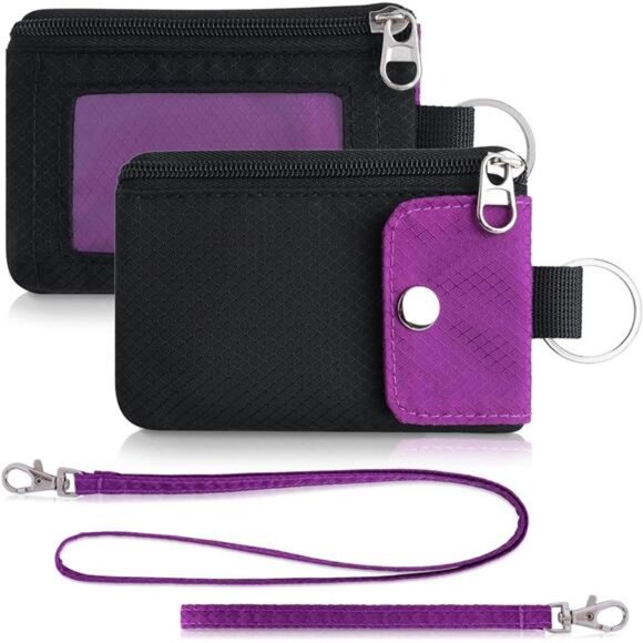 Other | Minimalist Wallet Keychain Rfid Blocking Zipper Small Wallet ...